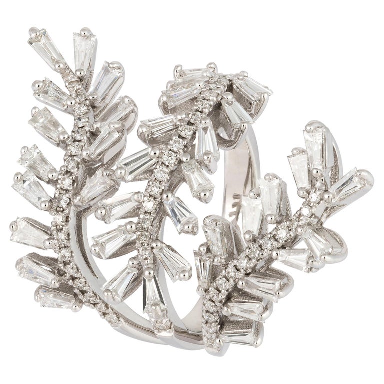 Customizable Unique White 18K Gold White Diamond Ring For Her For Sale ...