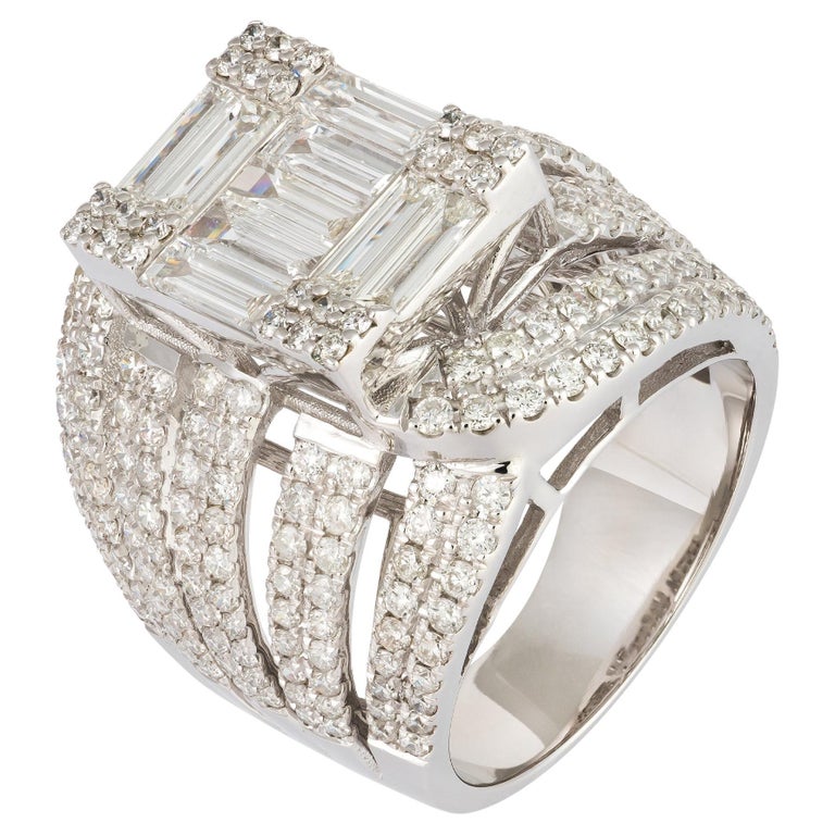 Customizable Unique White 18K Gold White Diamond Ring For Her For Sale ...