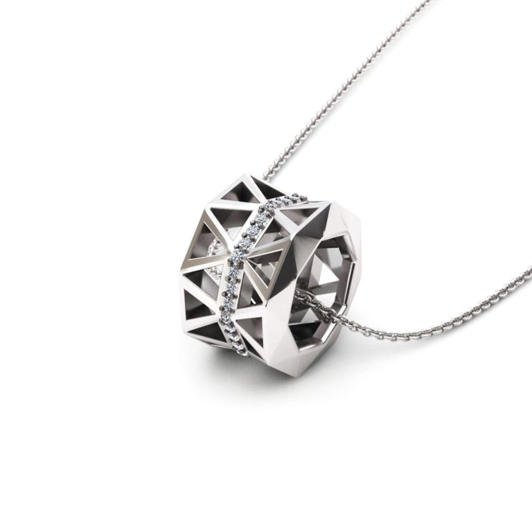 Unique White Diamond Elegant White 18K Gold Pendant for Her for Him For ...