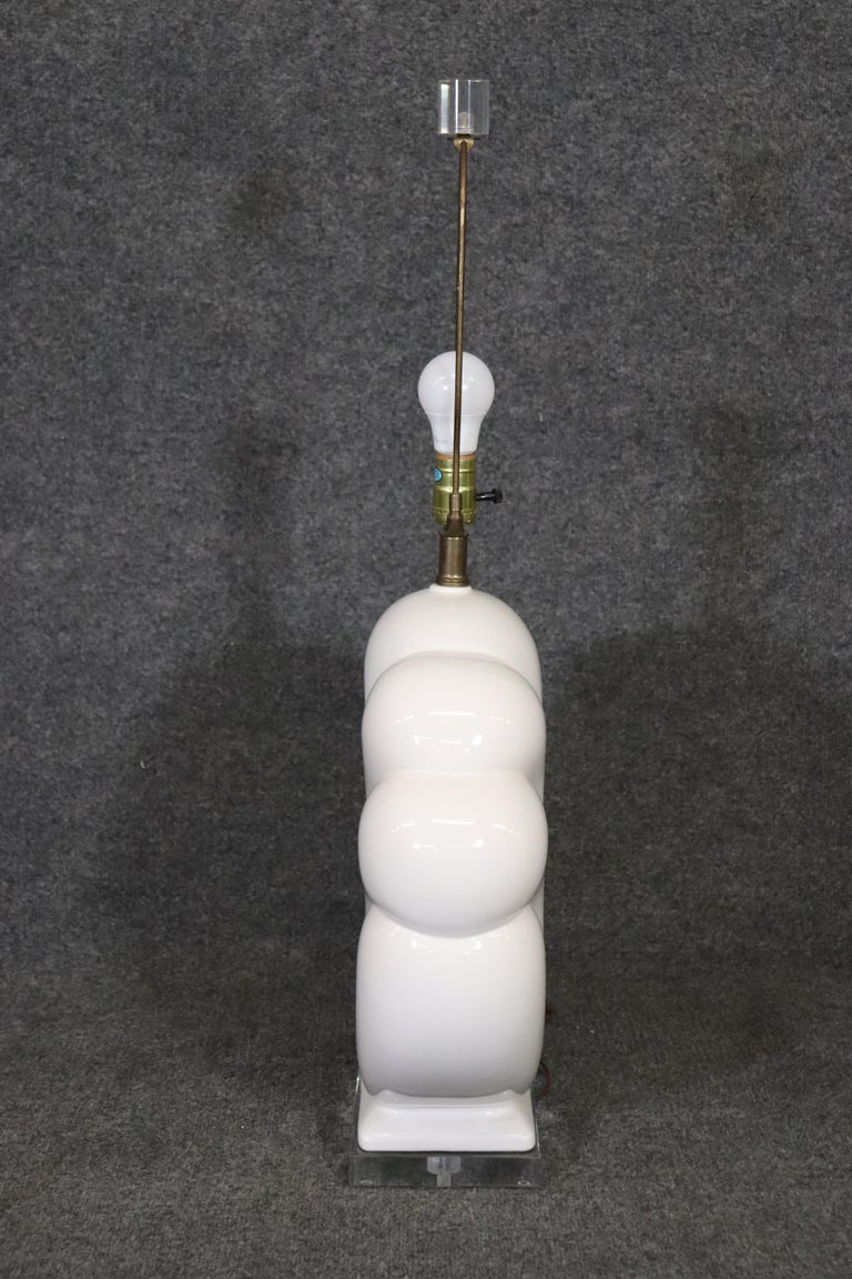 Unique White Glass and Lucite Art Deco Designed Mid-Century Lamp For ...