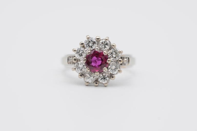 Unique White Gold Flower Ring with Brilliant Stones For Sale at 1stDibs