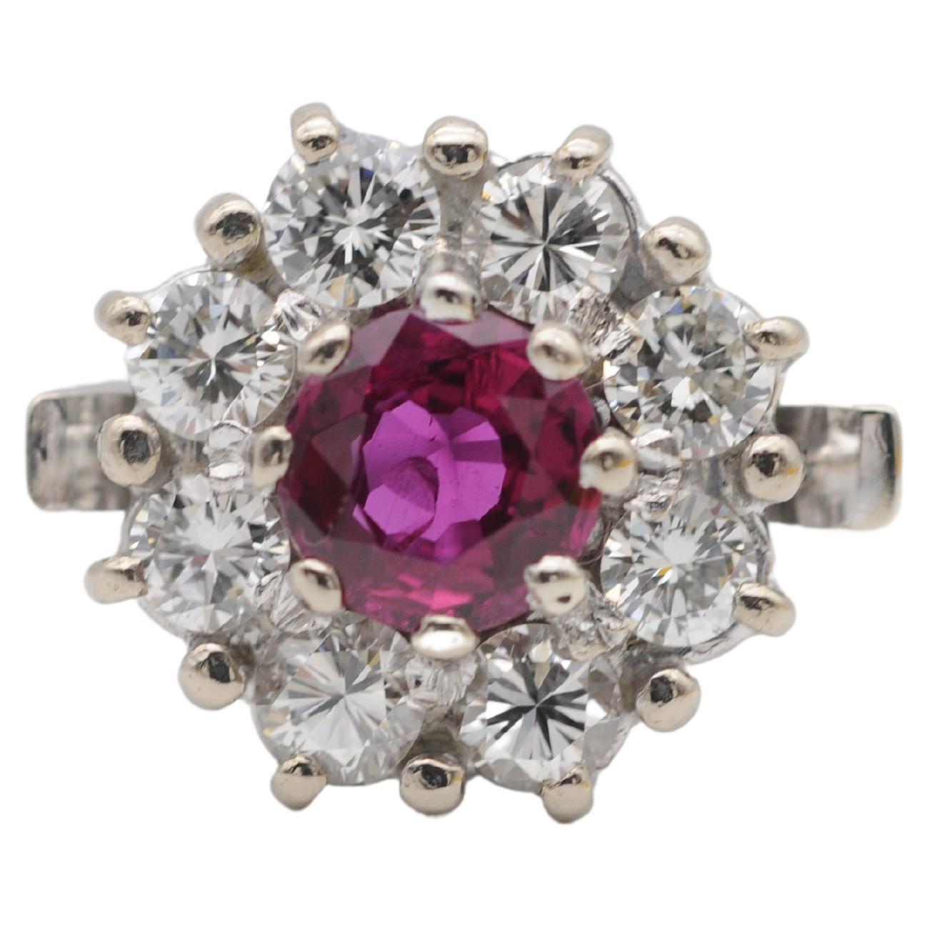 Fancy White Gold Ring with Brilliant Stones For Sale at 1stDibs