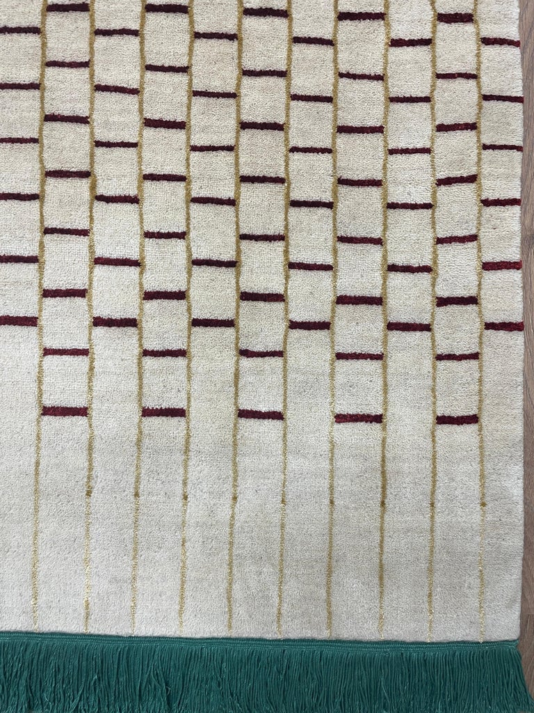 Unique Wool and Bamboo Silk Hand-Knotted Cut-Out Rug with Lotus Flower ...