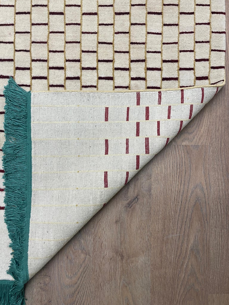 Unique Wool and Bamboo Silk Hand-Knotted Cut-Out Rug with Lotus Flower ...