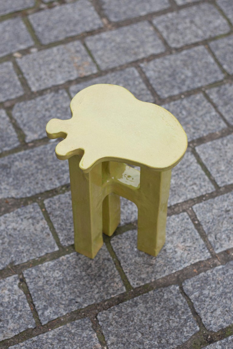 Unique Yellow Stoneware Splash Stool by Mesut Öztürk For Sale at 1stDibs
