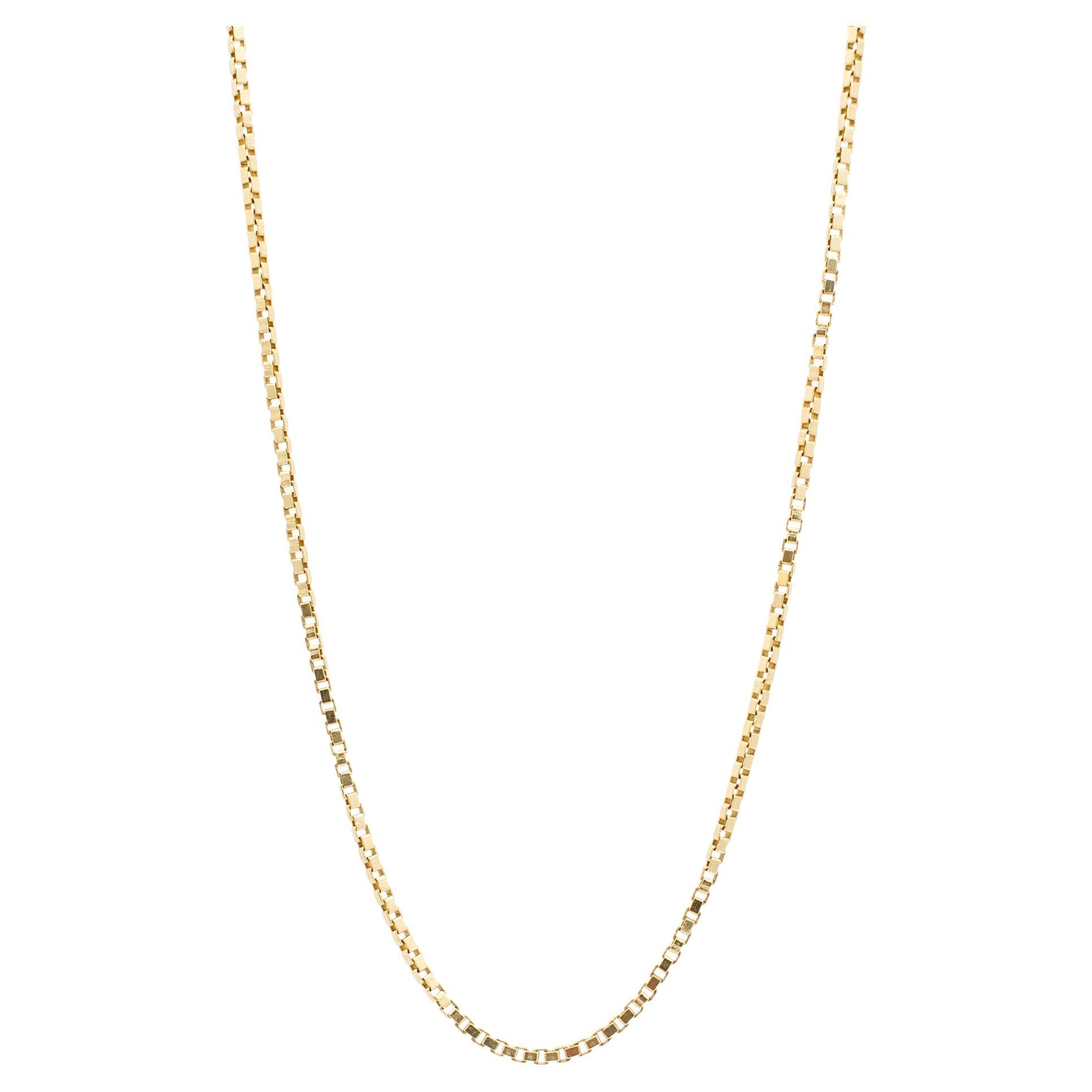 Unisex 14K Yellow Gold Box Link Chain Necklace For Sale at 1stDibs