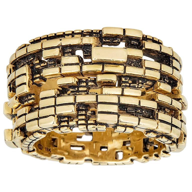 Unisex 18 Karat Gold Bitcoin Blockchain Ring For Sale at 1stDibs