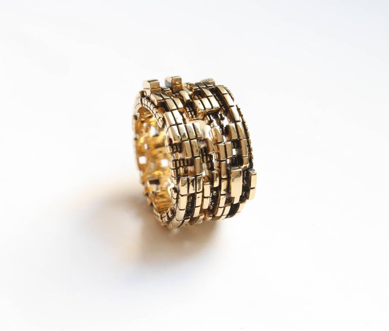 Unisex 18 Karat Gold Bitcoin Blockchain Ring For Sale at 1stDibs