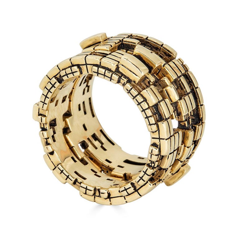 Unisex 18 Karat Gold Bitcoin Blockchain Ring For Sale at 1stDibs