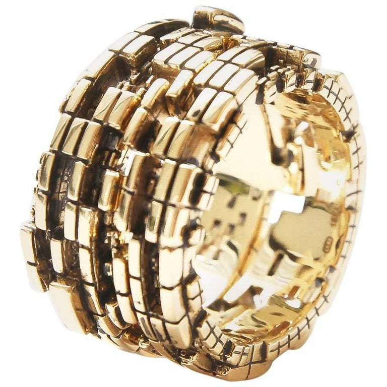 Unisex 18 Karat Gold Bitcoin Blockchain Ring For Sale at 1stDibs