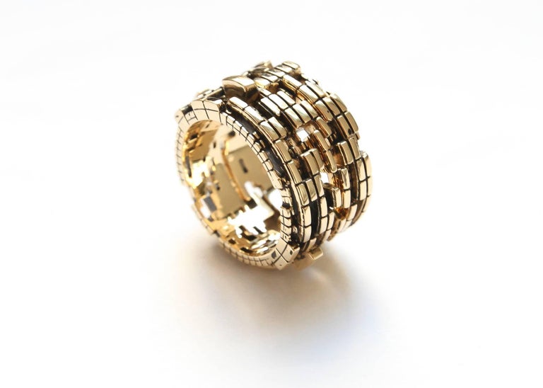 Unisex 18 Karat Gold Bitcoin Blockchain Ring For Sale at 1stDibs