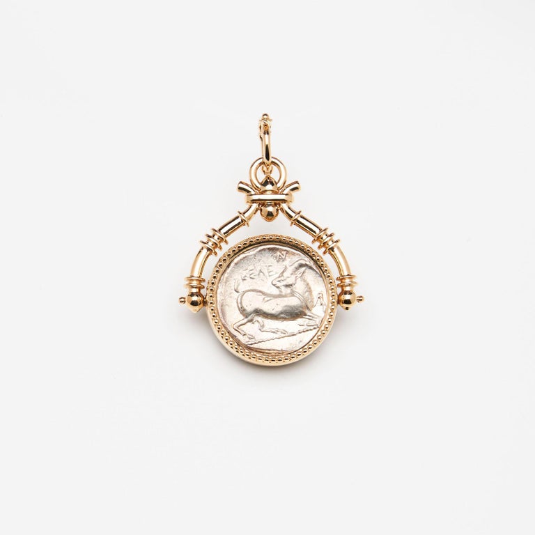 Unisex 18k Reversible Greek Coin Pendant For Sale at 1stDibs