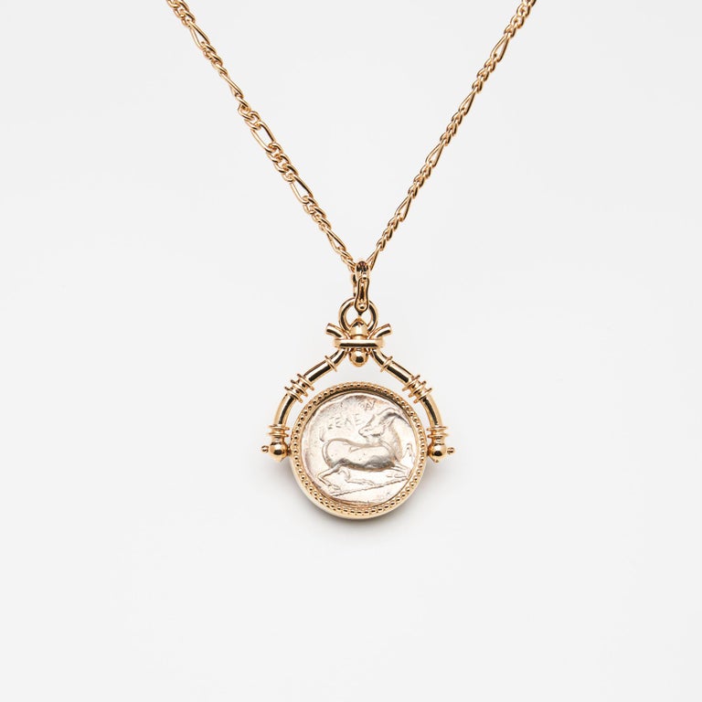 Unisex 18k Reversible Greek Coin Pendant For Sale at 1stDibs