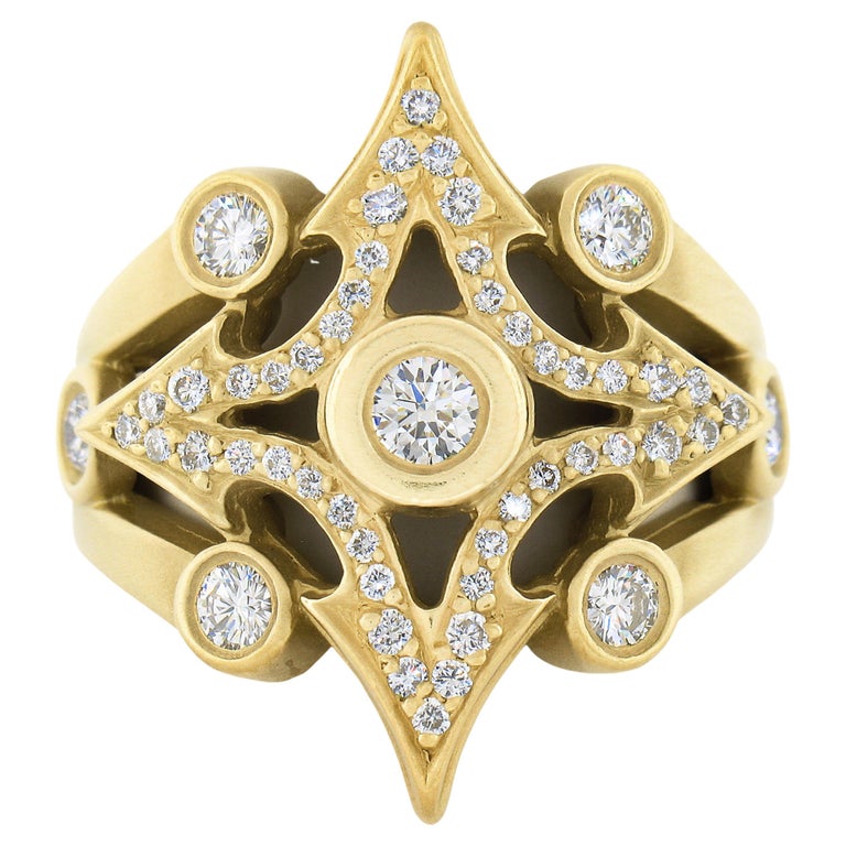 Unisex B. Kieselstein-Cord 18k Gold 1ct Diamond Large Wide Unique Open ...