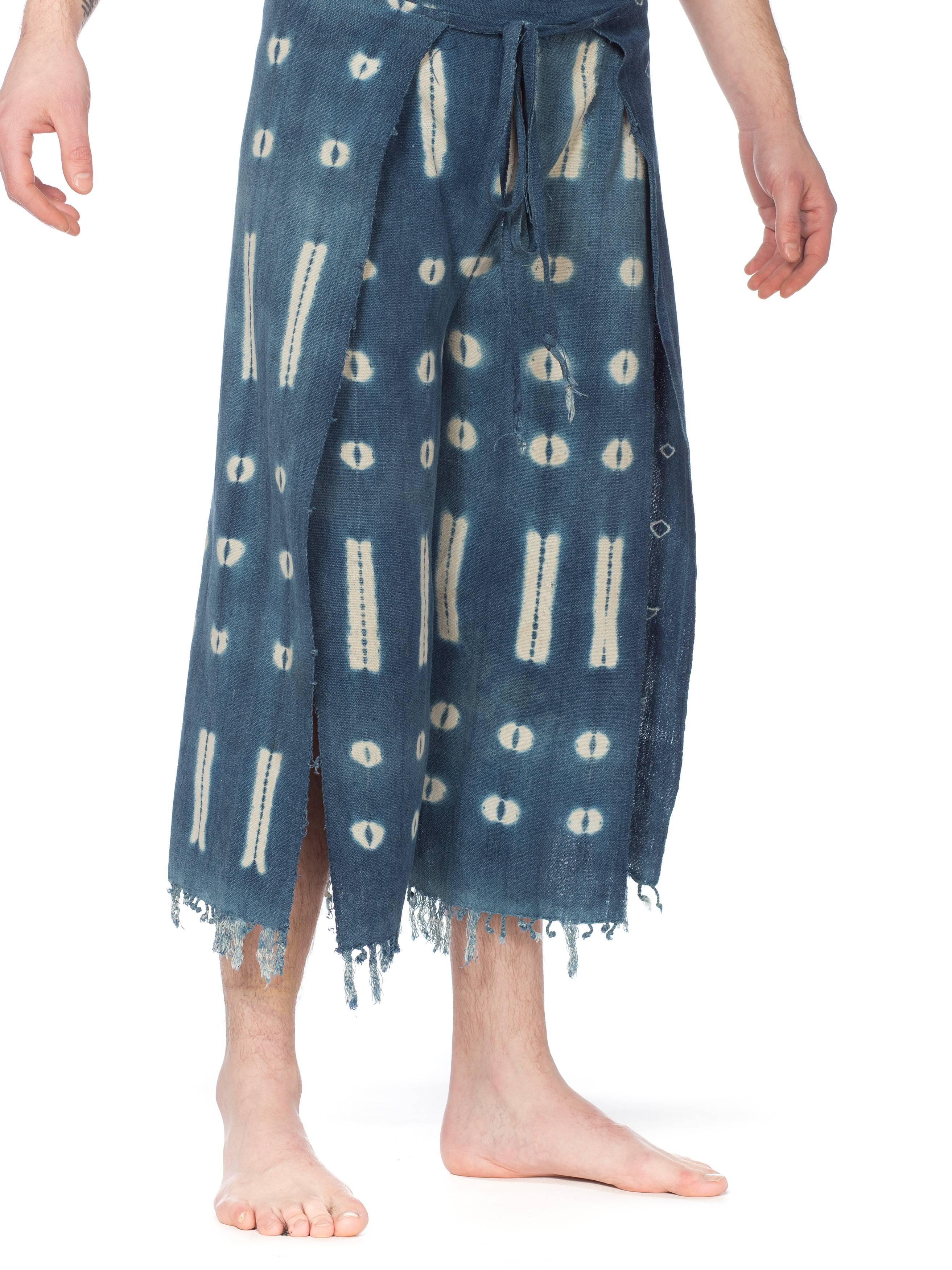 Unisex Hand Dyed West African Indigo Pants at 1stDibs