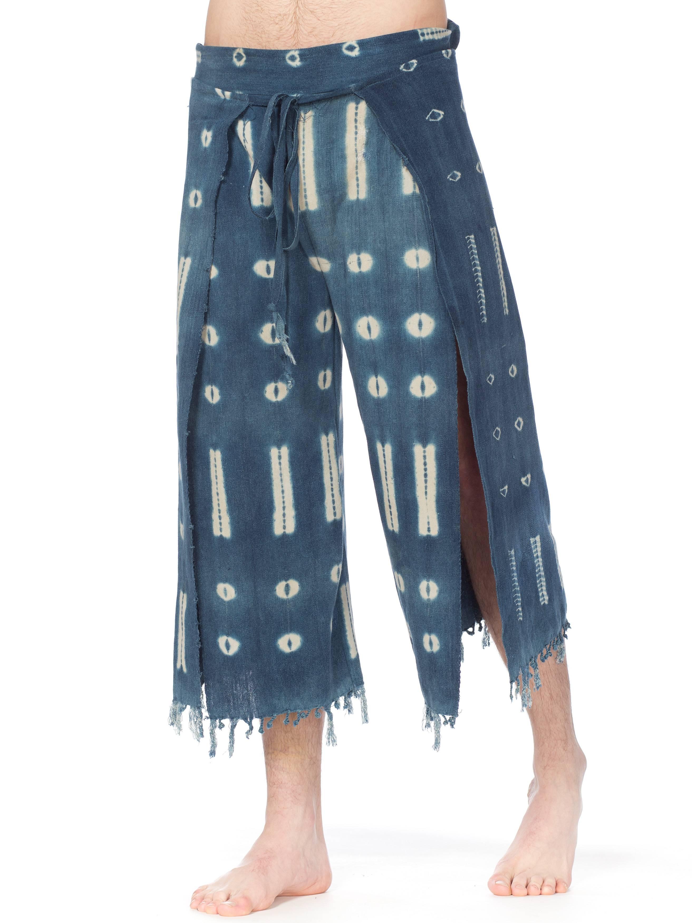 Unisex Hand Dyed West African Indigo Pants at 1stDibs