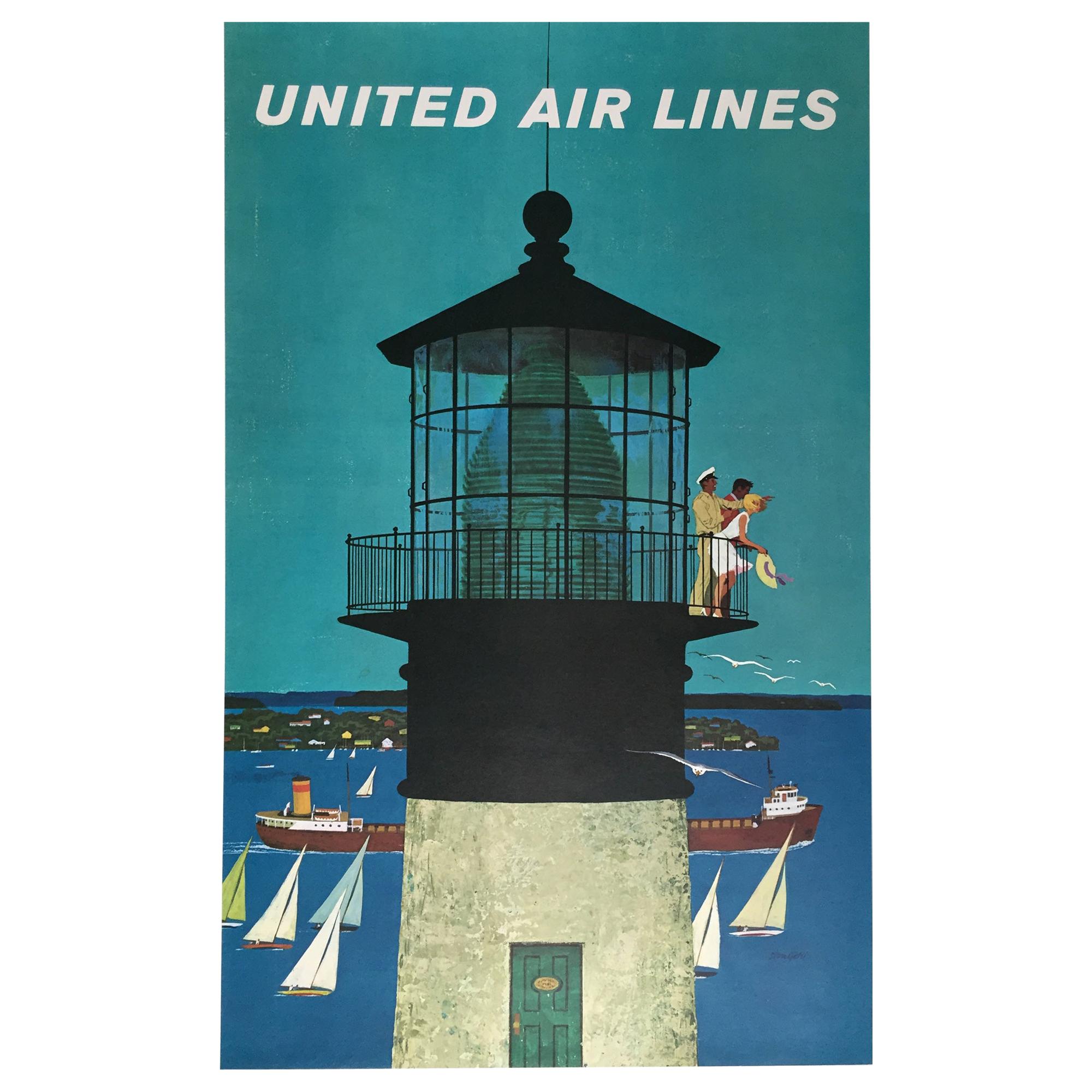 United Air Lines 1960s Travel Poster, Stan Galli For Sale at 1stDibs