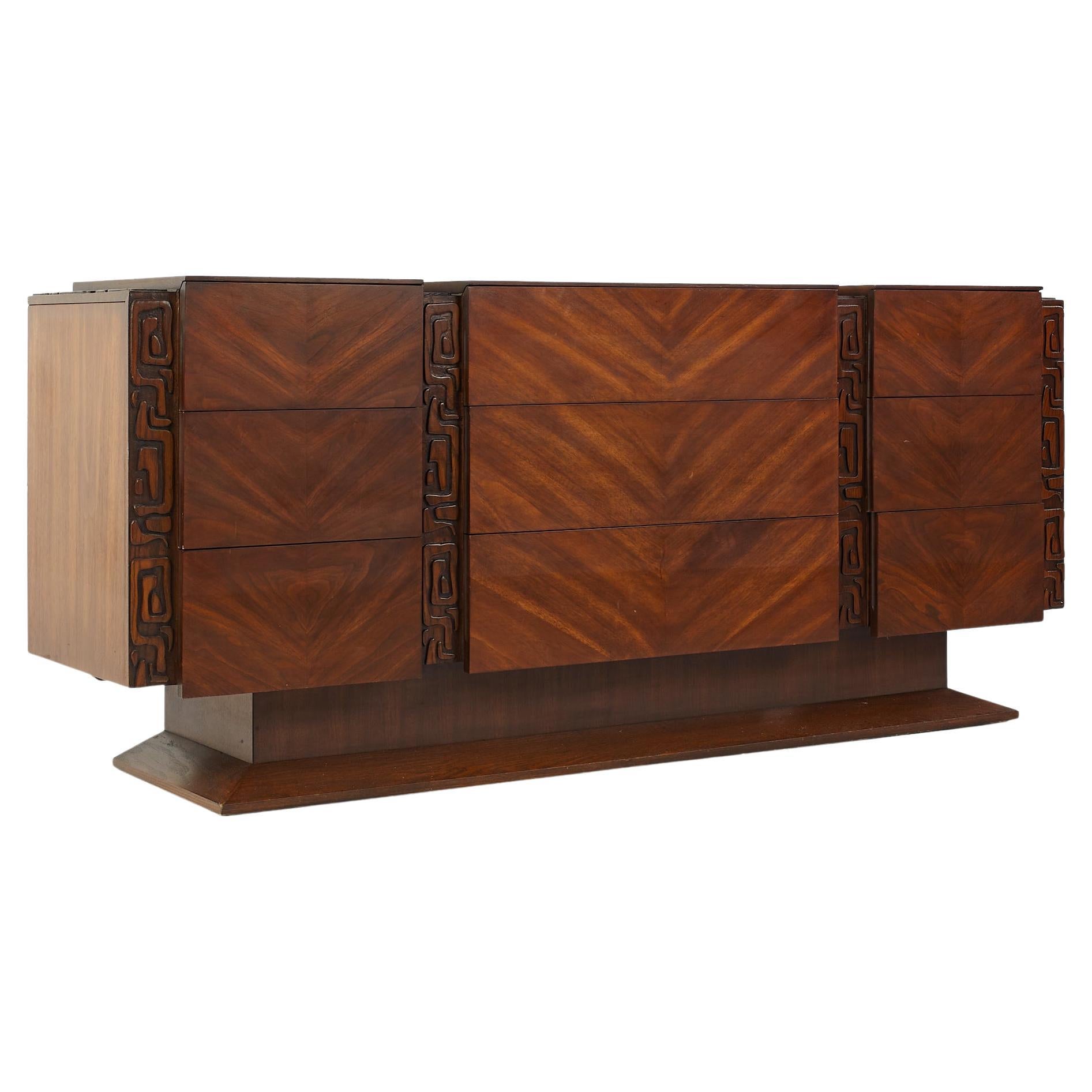 Brutalist Midcentury Tiki Inspired Dresser by United Furniture Co. at ...