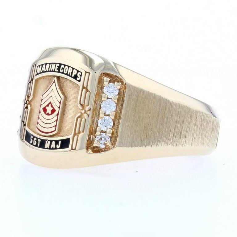 United States Marines Sergeant Major Ring, 10k Gold Military Diamonds ...