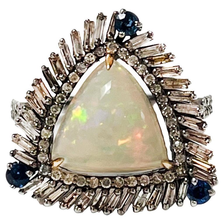 Unity Ring in Opal, Diamond, Sapphire and Silver For Sale at 1stDibs