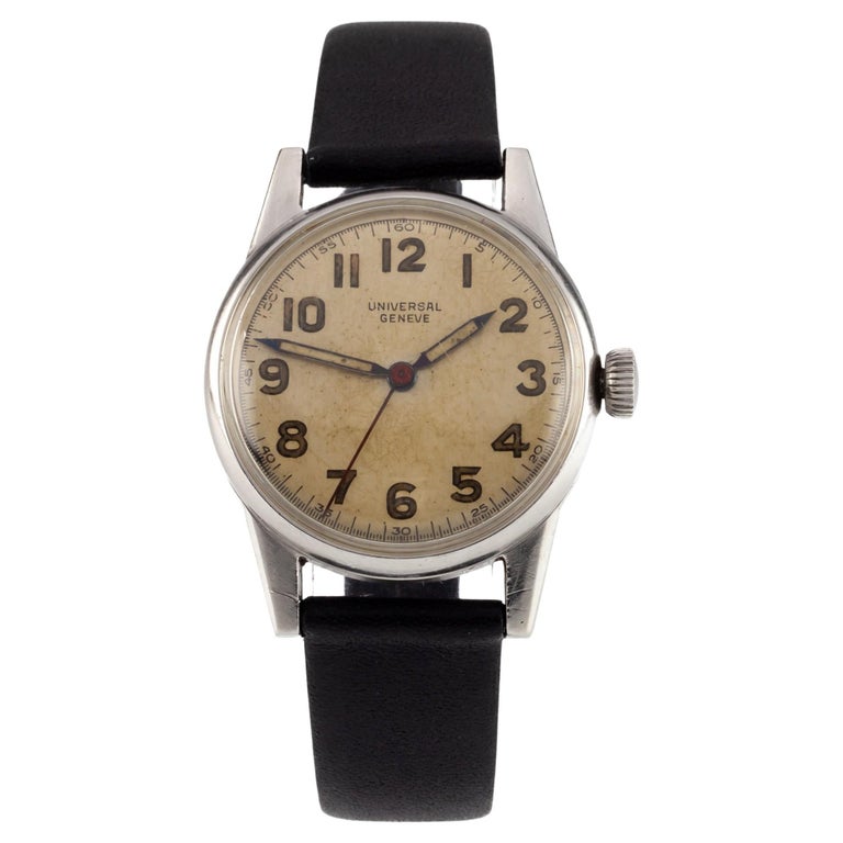 Universal Geneve Men's Stainless Steel Hand-Winding Watch w/ Leather ...