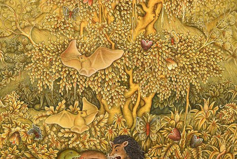 Unknown Balinese Artist, Oil on Canvas, Naivist Jungle Scenery, 1980s ...