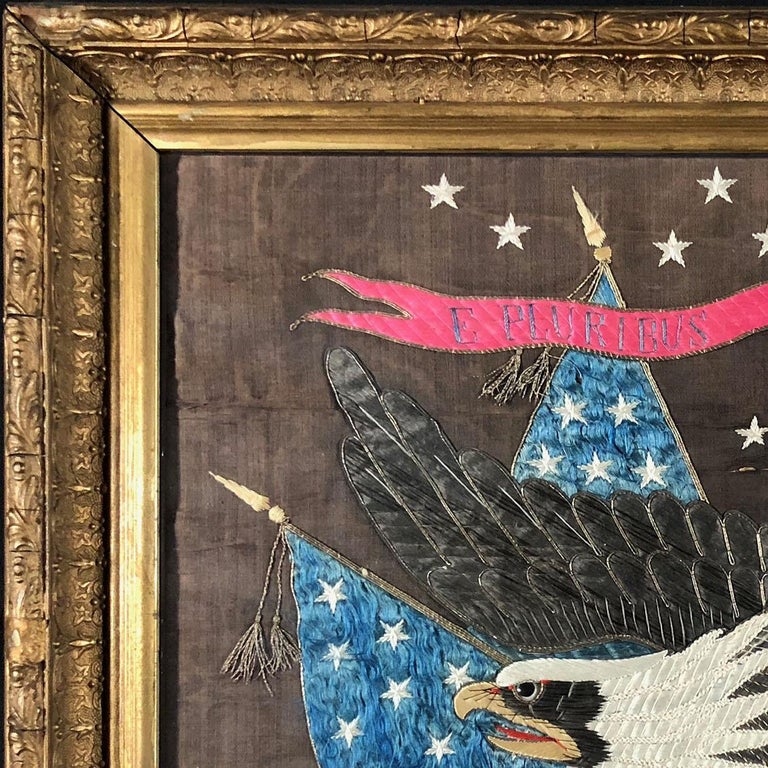 Unknown - 19th C. American Federalist Flag Silk Embroidery at 1stDibs ...