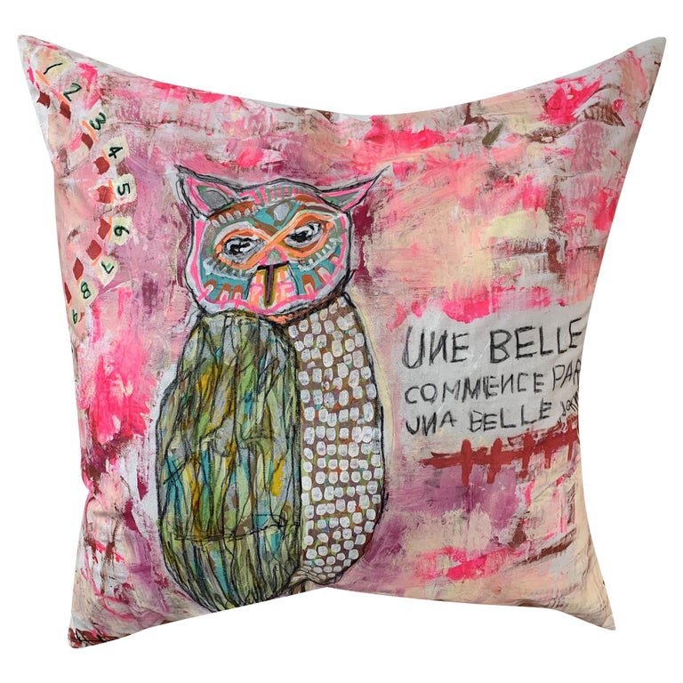 Unknown - Basquiat Style Hand Painted Pillow For Sale at 1stDibs