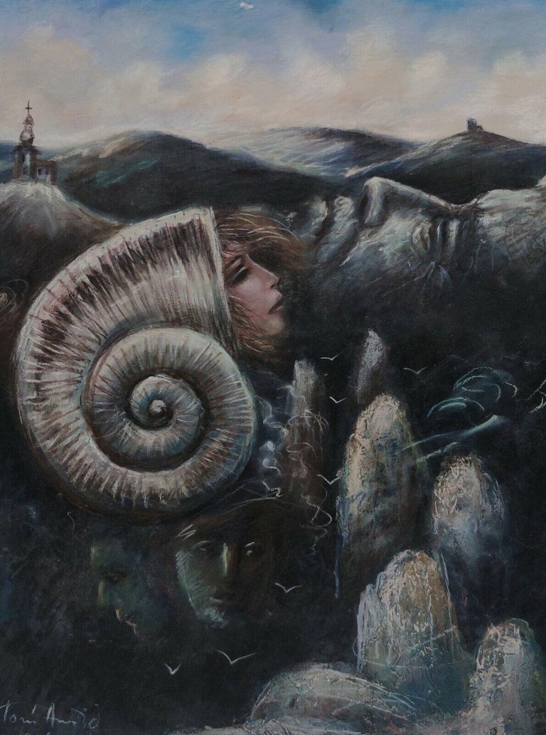 Unknown - Mixed Media Surreal Representation Woman Shell Signed Toni ...