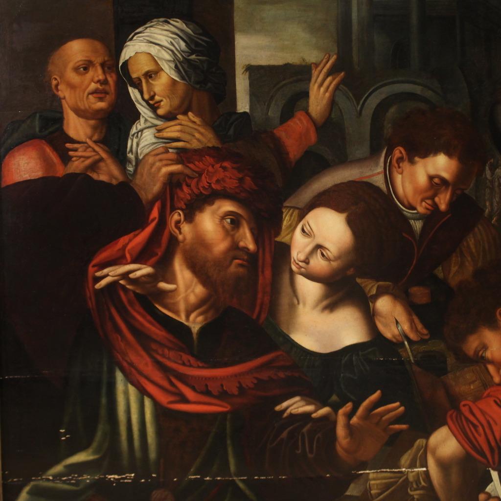 Unknown - 16th Century Oil on Panel Flemish Antique Painting The Calling of Saint Matthew at 1stDibs