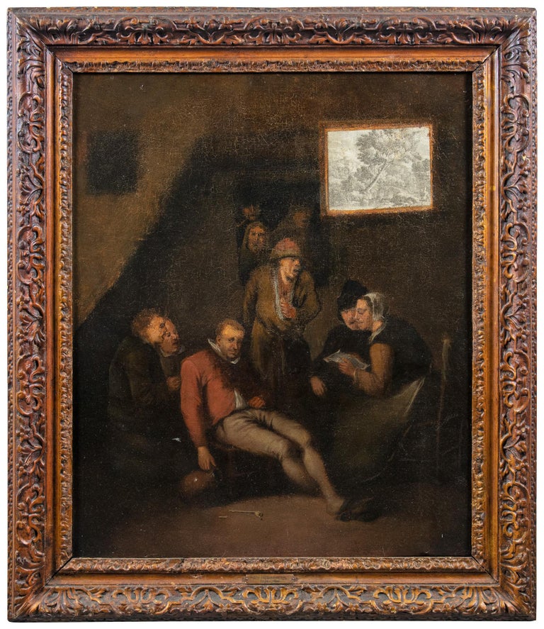 Unknown - 17-18th century Dutch figure painting - Inn Interior - Oil on ...