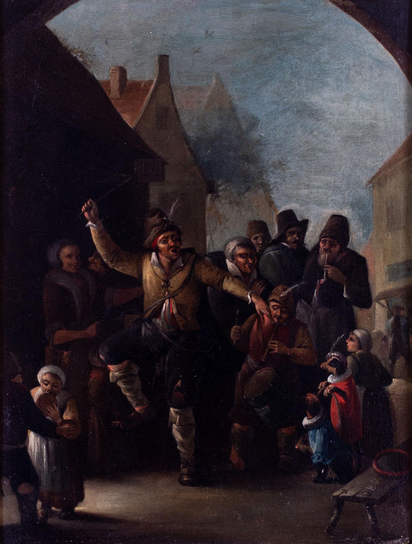 Unknown - 17th Century Dutch Old Master painting of a minstrel's ...