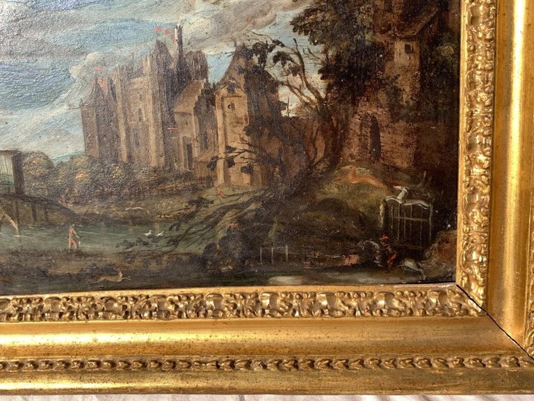 Unknown - 17th century Flemish landscape painting - Oil on copper Paul ...