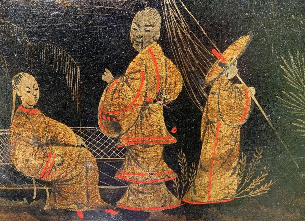 Unknown - 18th century Chinese figure painting - Landscape Pagoda - Oil ...