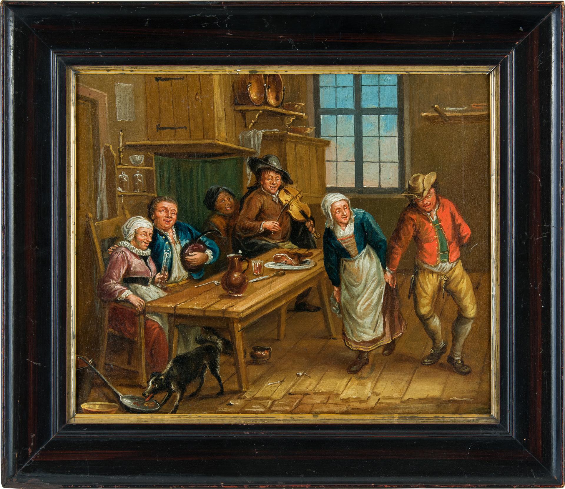 Edward Antoon Portielje - Two young women conversing in the kitchen ...