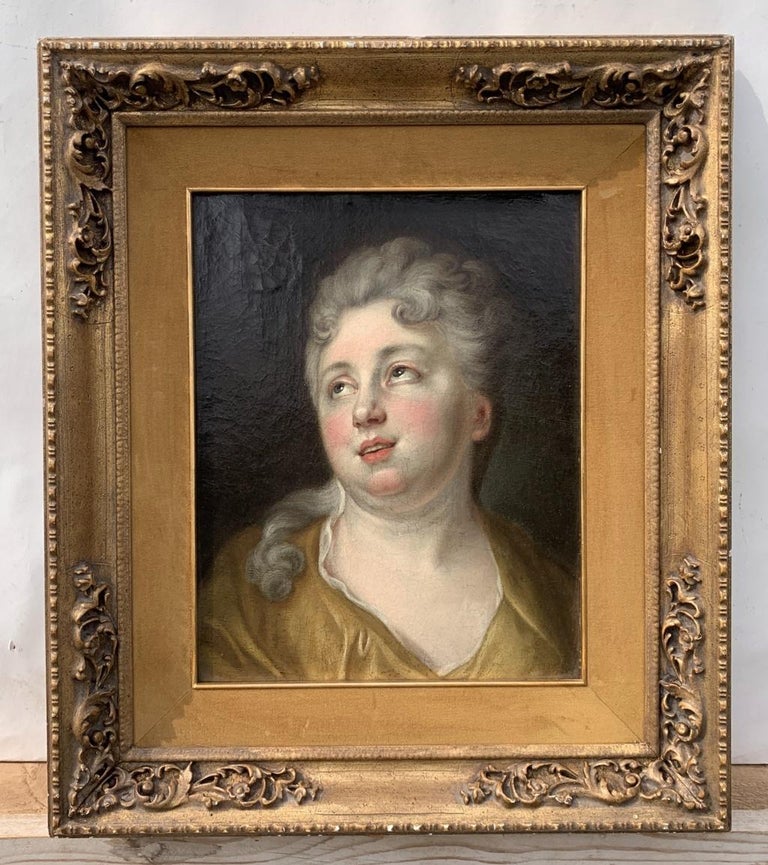 Unknown - 18th century French figure painting - Portrait lady - Oil on ...