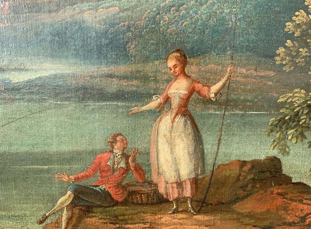 Unknown - 18th century French landscape painting - Arcadian river - Oil ...