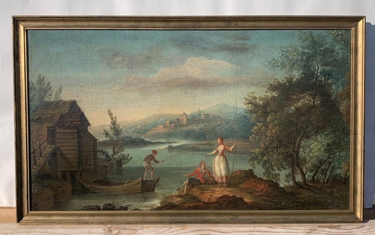 Unknown - 18th century French landscape painting - Arcadian river - Oil ...