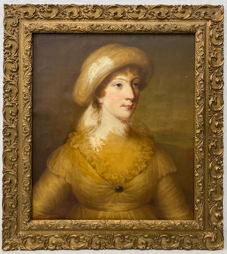Unknown - 18th to 19th Century Woman in Yellow Original Oil Portrait c ...