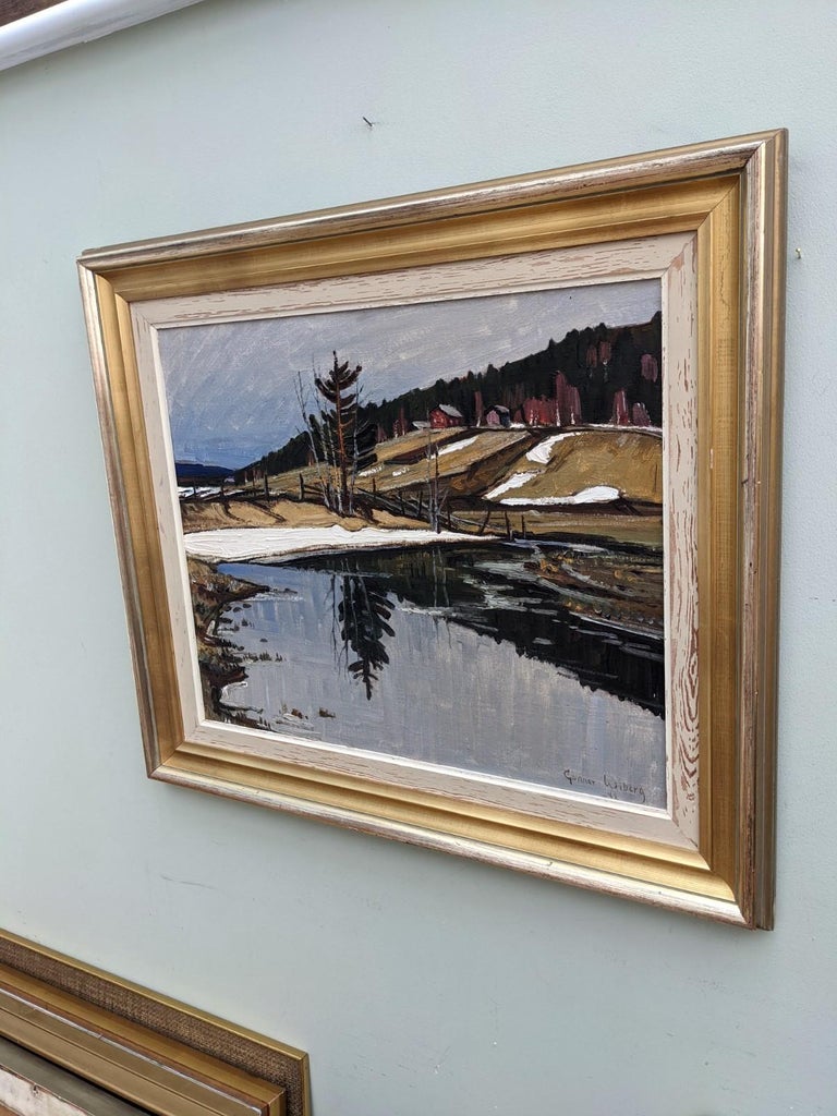 Unknown - 1948 Mid-Century Modern Swedish "Still" Vintage Landscape Oil ...