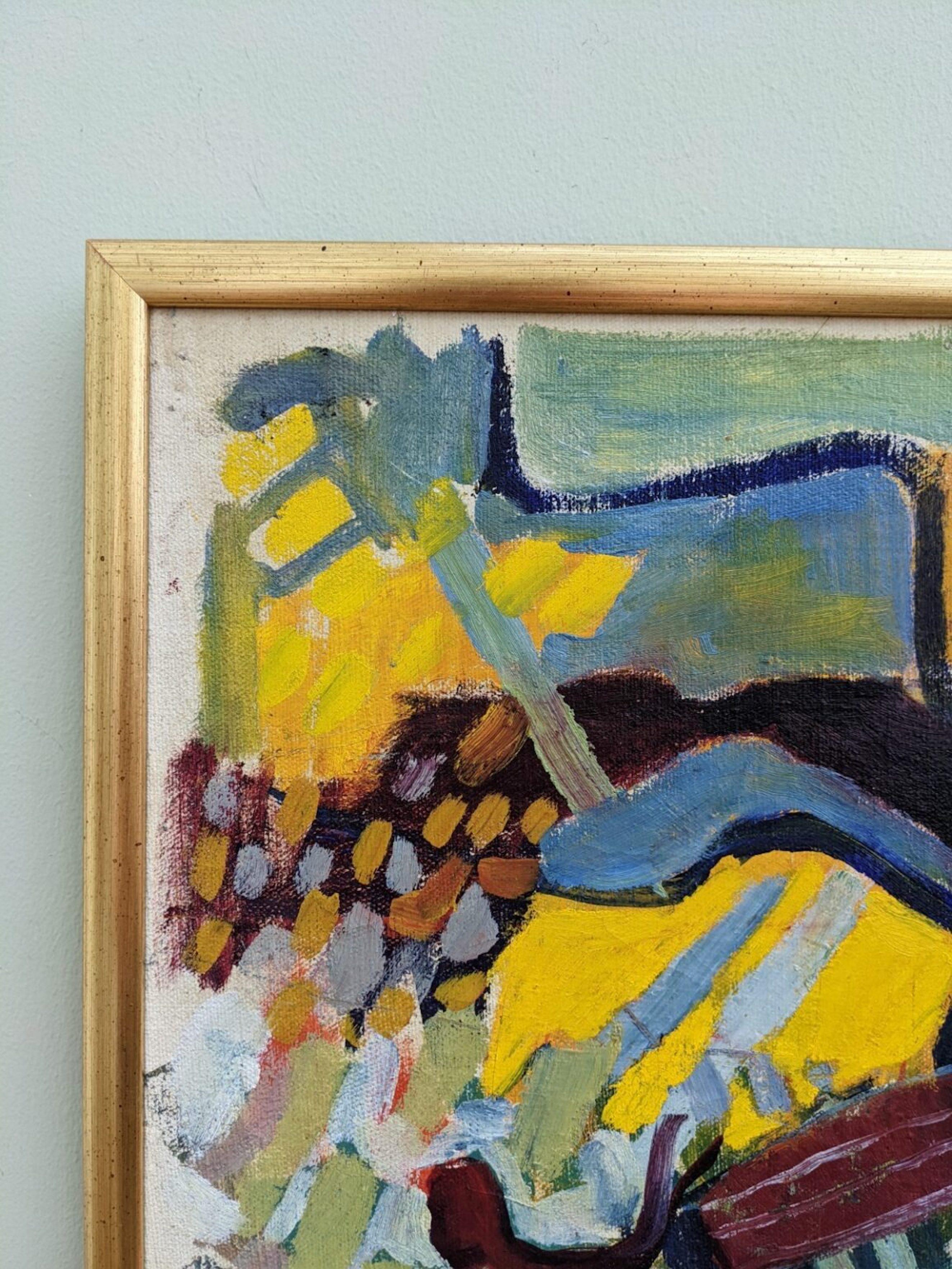 Unknown - 1948 Vintage Modernist Swedish Abstract Framed Oil Painting ...