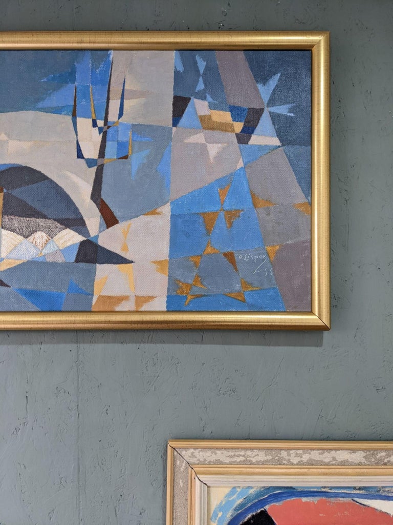 Unknown - 1955 Mid-Century Modern Swedish Abstract Oil Painting, Framed ...