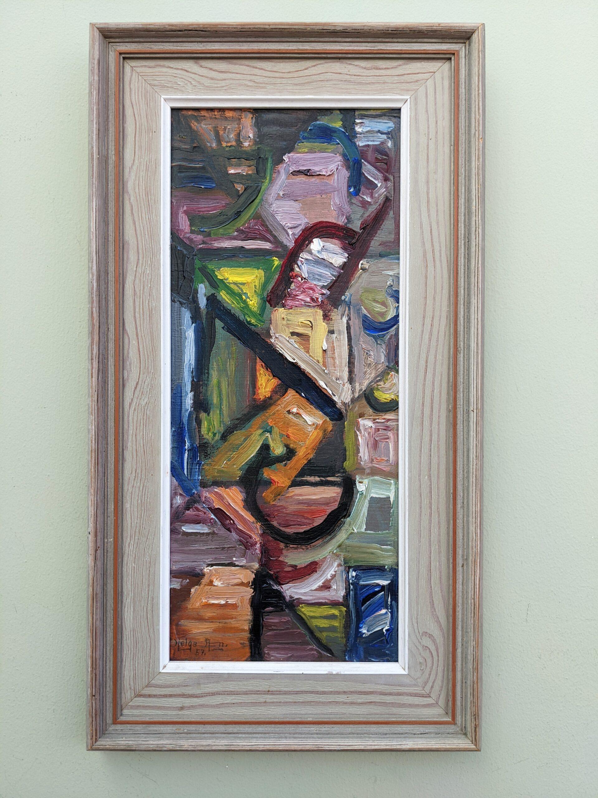 Unknown - 1957 Vintage Mid Century Modern Swedish Abstract Framed Oil ...