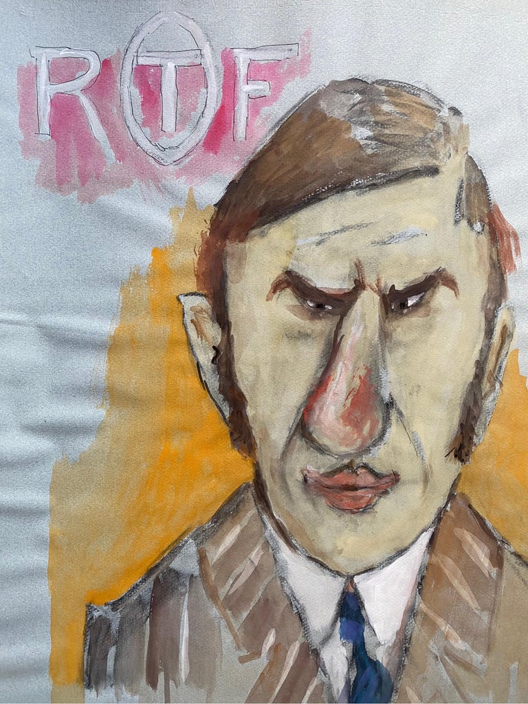 Unknown - 1960's French Portrait Grumpy Man Caricature For Sale at 1stDibs