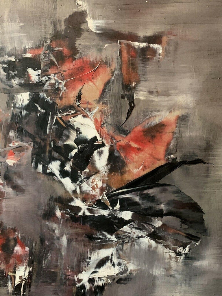 Unknown - 1970's LARGE FRENCH ABSTRACT SIGNED OIL PAINTING - DRAMATIC ...