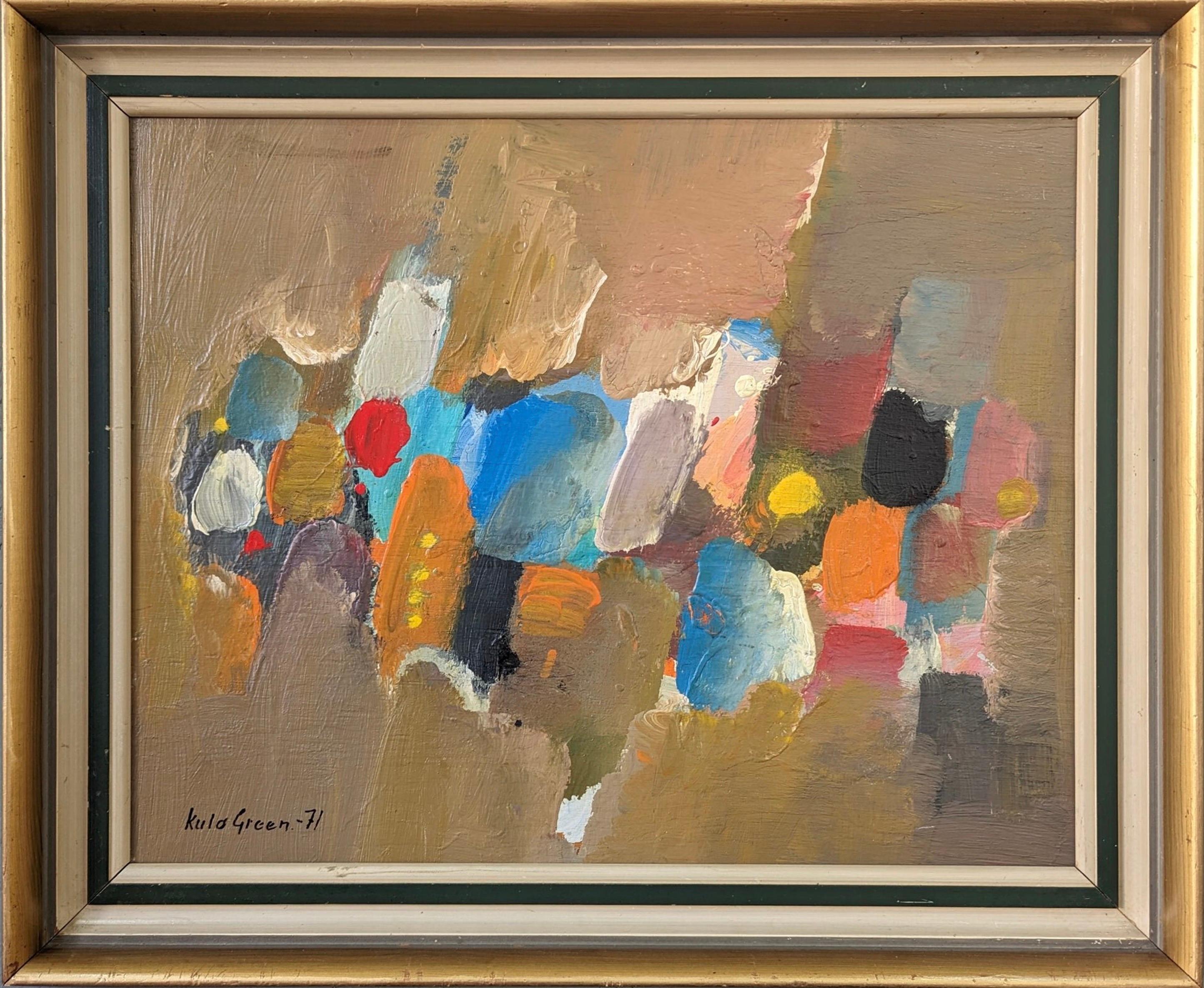Unknown - 1971 Vintage Original Swedish Abstract Framed Oil Painting ...