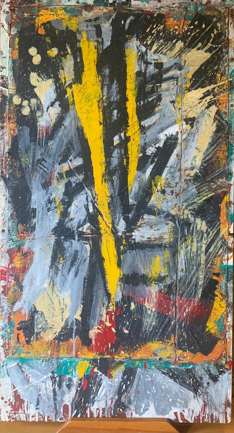 Unknown - 1980s Abstract "Wild" Collage and Painting on Wood For Sale ...