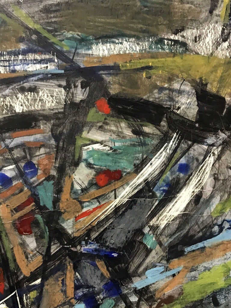 Unknown - 1980's FRENCH ABSTRACT OIL PAINTING - SIGNED and DATED ...