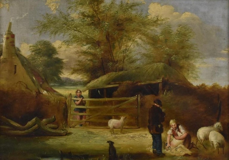 Unknown - 19th Century English Victorian Farm Scene Sheep Shearing ...