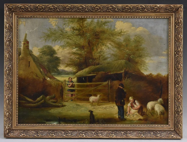 Unknown - 19th Century English Victorian Farm Scene Sheep Shearing ...